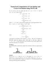 Convolution and Correlation using MATLAB.pdf - Numerical Computation of Convolution and Cross ...