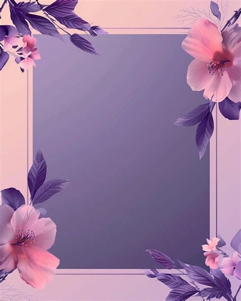 꽃 이 있는 보라색 과 분홍색 사진 프레임 프리미엄 Ai 생성 벡터