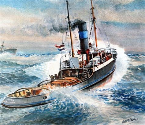 Lithograph By Ad M Oudes Steamtug Ebro From 1931 Catawiki