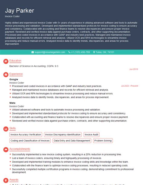 Invoice Coder Resume Template Resumegemini Online Resume Builder