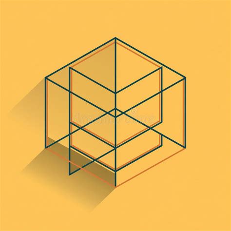 Minimal Geometric Design With Overlapping Lines Forming Optical Cube Illusion Stock Illustration