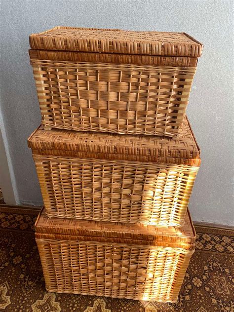 Wicker Storage Box With Lid Storage Trunk Large Rattan Etsy Wicker Baskets Storage Wicker