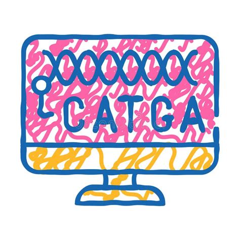 Dna On Computer Screen Icon Doodle Illustration Stock Vector Illustration Of Screen Hand