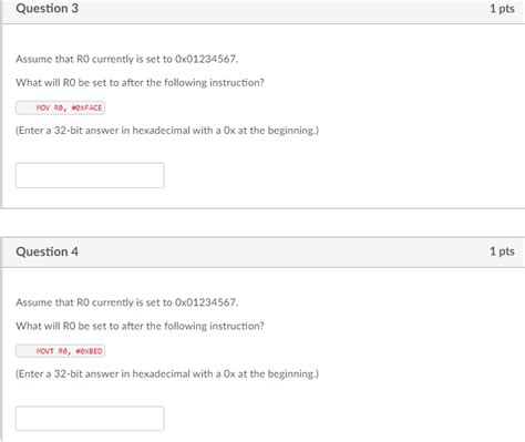 solved assume that r0 currently is set to 0×01234567 what