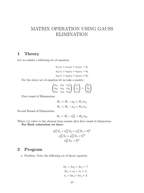 Gauss Elimination Pdf Mathematical Concepts Matrix Theory
