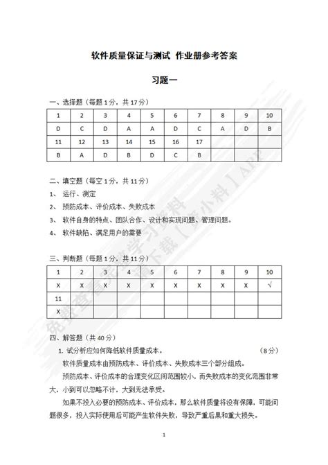 软件质量保证与测试（慕课版）王智钢 杨乙霖课后习题答案解析