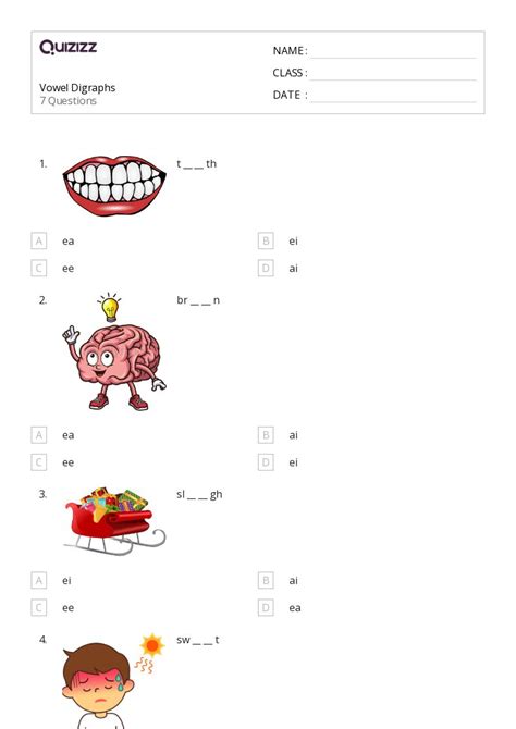 50 Vowel Digraphs Worksheets For Kindergarten On Quizizz Free