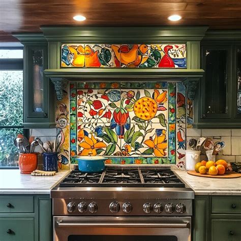 Mosaic Tile Backsplash With Vibrant Colors And Patterns Premium Ai Generated Image