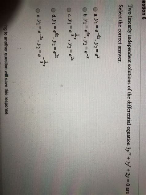 solved testion 6 two linearly independent solutions of the