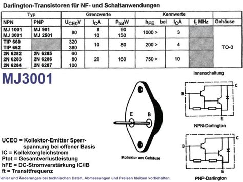 Npn Darlington Transistor 10a 80v Type Mj3001 Grieder Elektronik