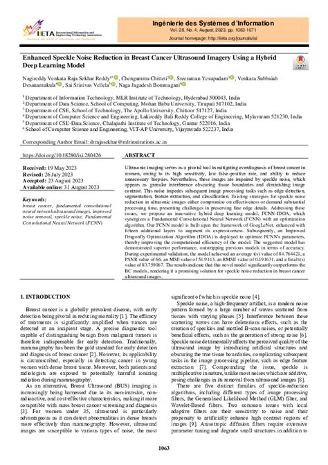 pdf enhanced speckle noise reduction in breast cancer ultrasound
