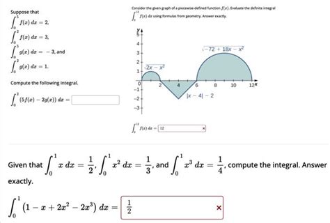 solved suppose that ∫05f x dx 2 ∫02f x dx 3 ∫05g x dx −3