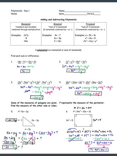 Polynomials Notes Ms Ulrich S Algebra Class