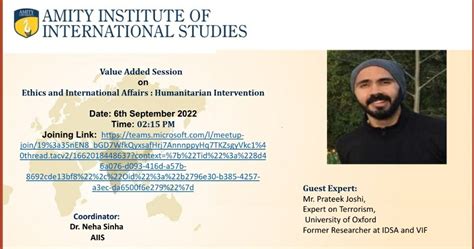 Prateek Joshi On Linkedin Speaking Today At Amity University Aiis On