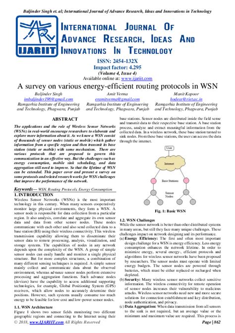 Pdf A Survey On Various Energy Efficient Routing Protocols In Wsn