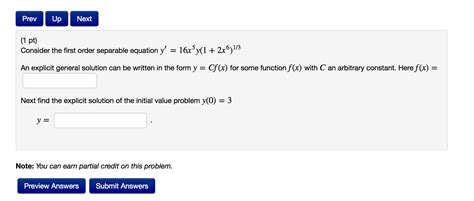 Solved Consider The First Order Separable Equation Y