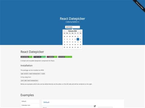 React Datepicker By Hacker0x01 A React Template Built At Lightspeed