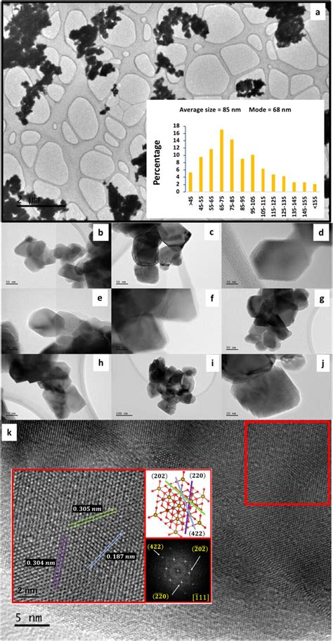 A To 2j Tem Micrographs And Sized Particle Distribution K