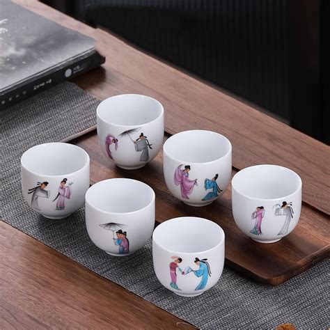 Купити Китайський керамічний набір чашок для чаю з білої порцеляни 6 предметів Бутик чашка для