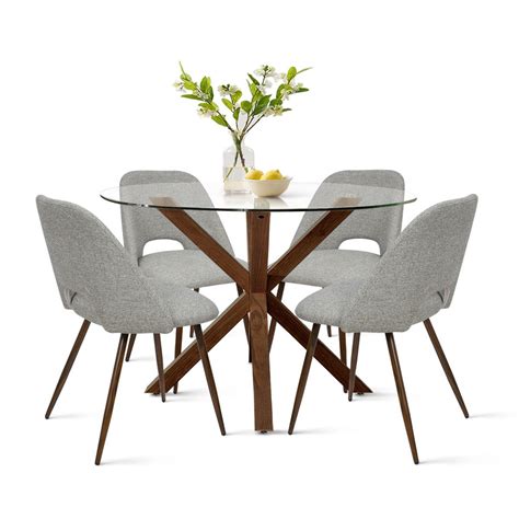 Edwin 4 Person Glass Round Dining Set Dining Table Setting Glass