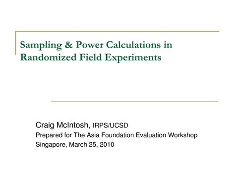 Ppt Sampling And Power Calculations In Randomized Field Experiments