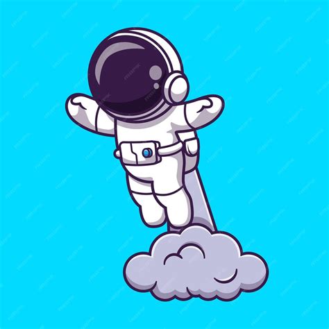 우주 만화 그림에서 발사하는 우주 비행사 과학 기술 개념 절연입니다 플랫 만화 스타일 무료 벡터