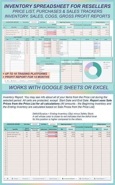 Inventory Management Spreadsheet Excel Google Sheet Resellers Inventory Tracking System Stock