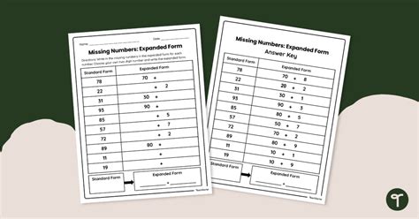 Missing Numbers In Expanded Form Worksheet Teach Starter Worksheets Library