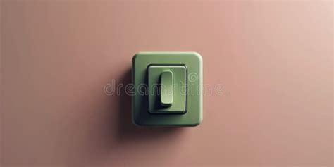 Green Toggle Switch On Soft Pink Taupe Background With Blank Space For
