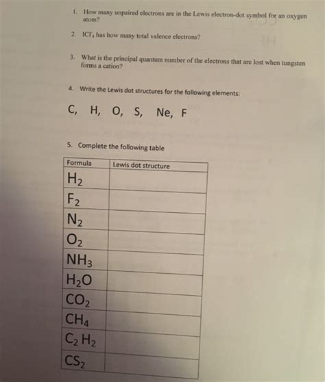 Solved How Many Unpaired Electrons Are In The Lewis Chegg Com