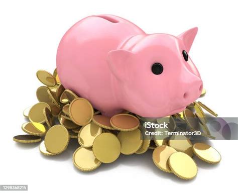 비즈니스 와 경제와 관련된 정보의 디자인에 금화를 가진 머니 박스 돼지 3d 일러스트레이션 0명에 대한 스톡 사진 및 기타