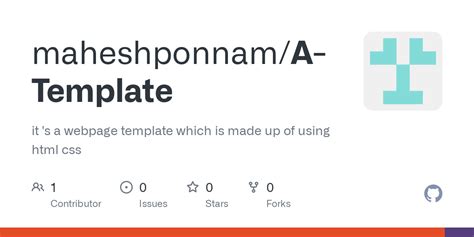 GitHub Maheshponnam A Template It S A Webpage Template Which Is Made Up Of Using Html Css