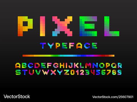 8 Bit Pixel Font Retro Game Style Royalty Free Vector