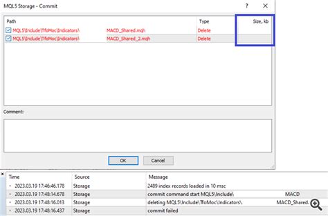 Issue With Commit To Storage And Delete File Or Folder A File With A Size Of Kb Empty