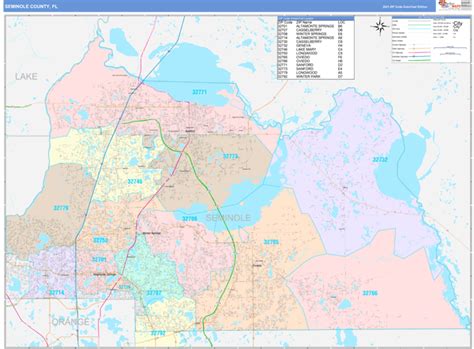 Seminole County Fl Wall Map Color Cast Style By Marketmaps