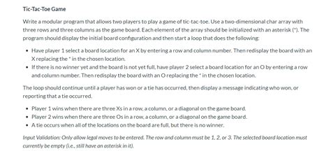 Solved Tic Tac Toe Game Write A Modular Program That Allows Chegg