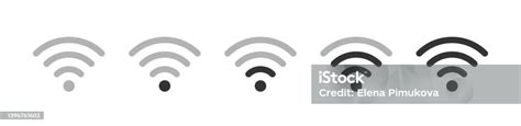 와이파이 아이콘 설정 모바일 무선 신호 강도 표시기 인터넷 연결 기호 아이콘입니다 다양한 수준의 Wi Fi 신호 흰색 배경에