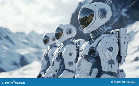 Futuristic Ai Robots And Cyborgs Advancements In Robotics For Human Enhancement Royalty Free