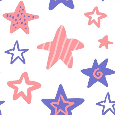 Stars Girly Festive Hand Drawn Seamless Pattern 12076750 Vector Art At