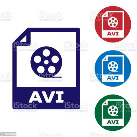 藍色 avi 檔文檔圖示下載在白色背景上隔離的 avi 按鈕圖示avi 檔符號在圓形按鈕中設置顏色圖示向量插圖向量圖形及更多互聯網圖片