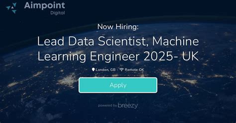 Lead Data Scientist Machine Learning Engineer 2025 Uk At Aimpoint Digital