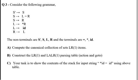 Solved Q Consider The Following Grammar S S S L R S Chegg