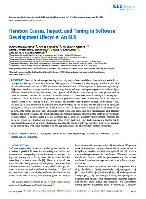 Pdf Iteration Causes Impact And Timing In Software Development Lifecycle An Slr