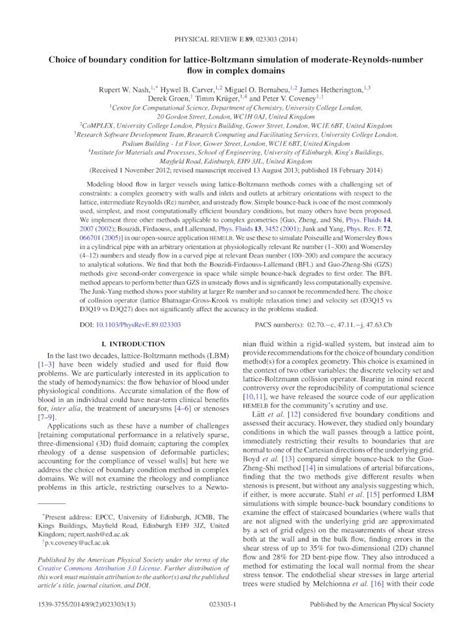 Pdf Choice Of Boundary Condition For Lattice Boltzmann For The