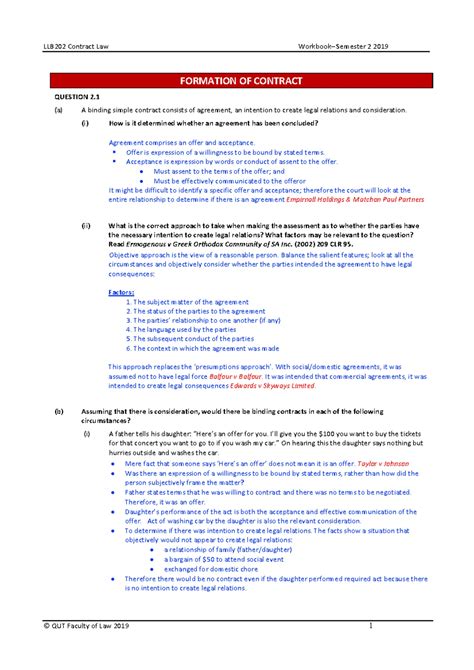 contract law llb202 tutorial questions week 2 overview and