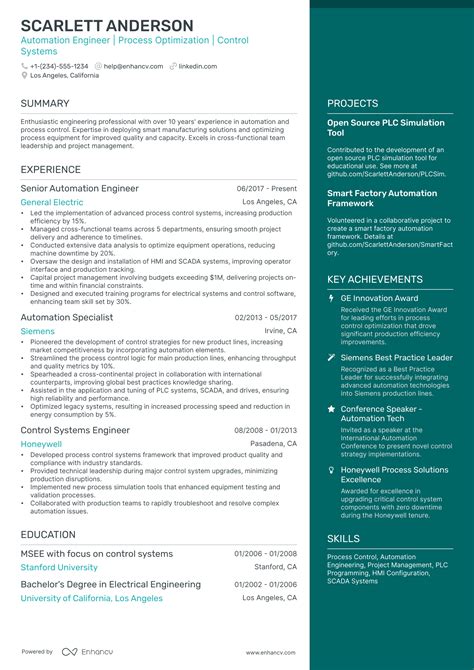 Control Systems Engineer Resume Examples Guide For