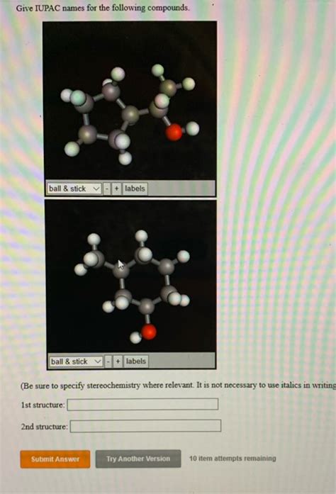 Solved Give IUPAC names for the following compounds. ball & | Chegg.com