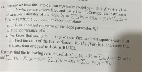 Solved Suppose We Have The Simple Linear Regression Model Chegg Com