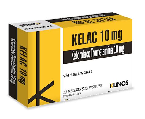 Kelac 10mg 10tabletas Sublinguales Ketorolaco Klinos Ketorolac 10 Mg