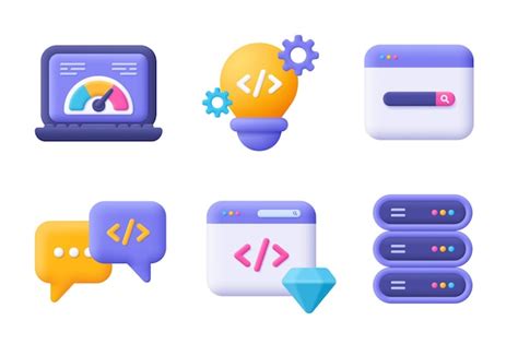 premium vector web development seo coding and programming 3d vector